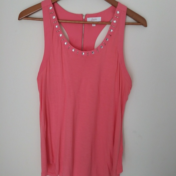 Candie's | Tops | Candies Xl Coral Tank Top With Diamond Studs | Poshmark